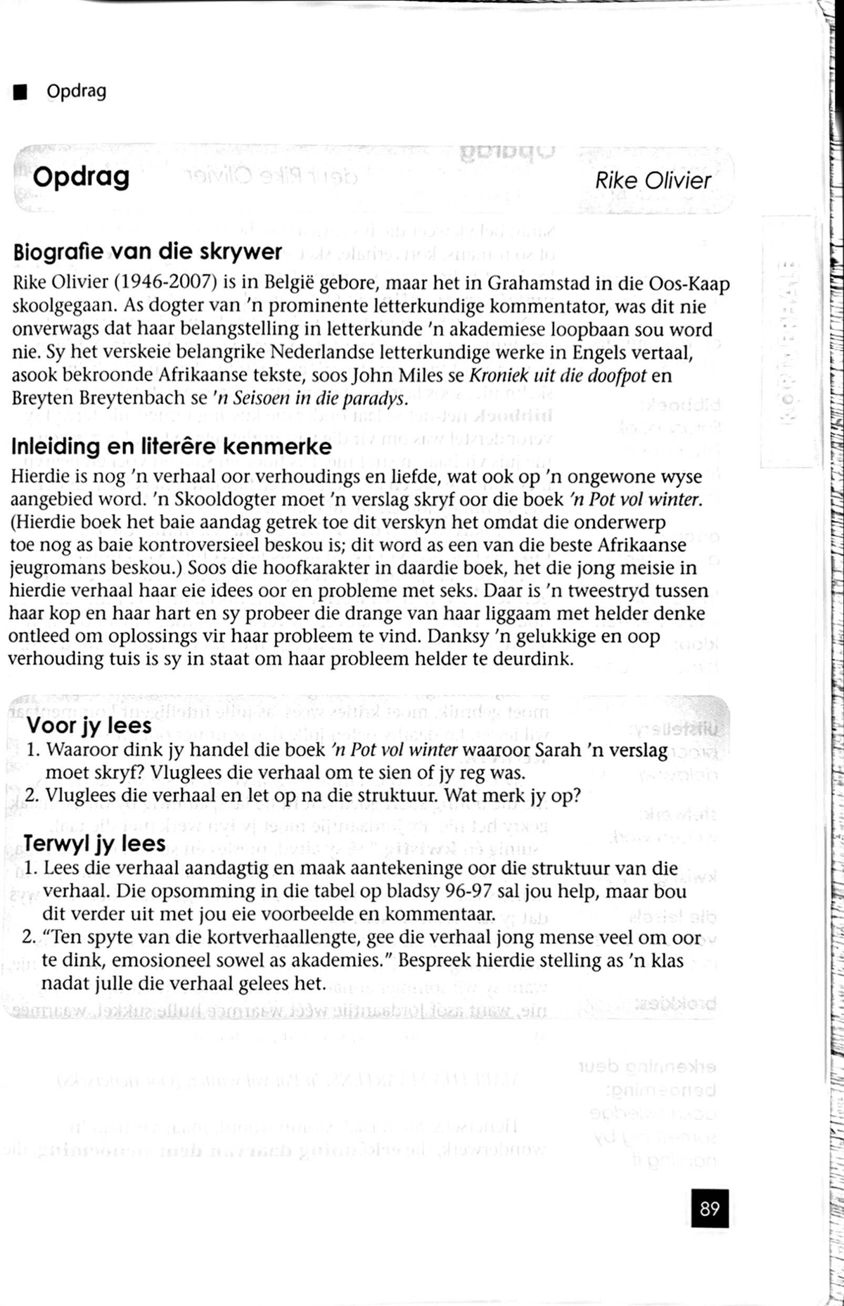 Opdrag: Rike Olivier se "Pot vol winter" - 'n Analise van Tienerseks ...
