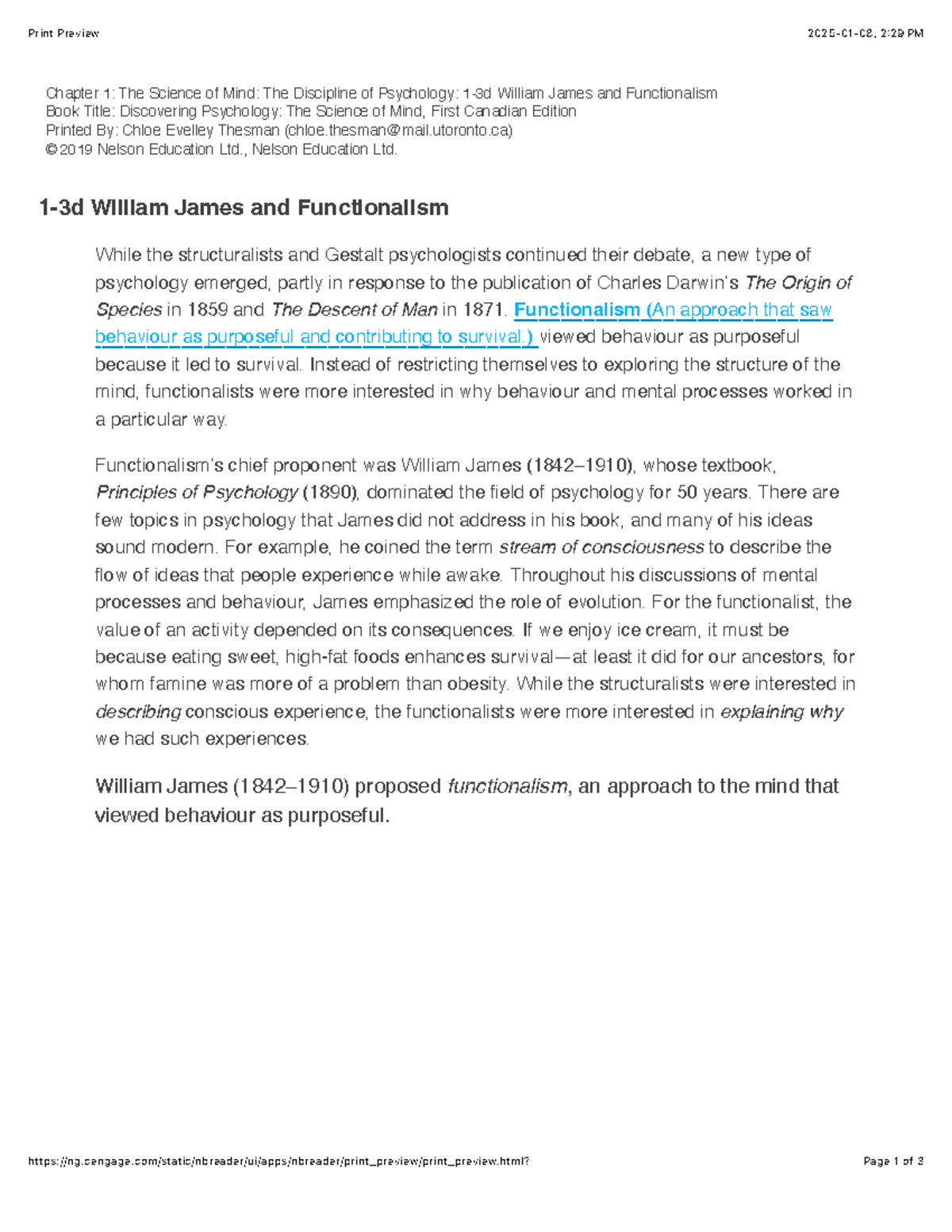 William James and Functionalism: A Breakthrough in Psychology - Print ...