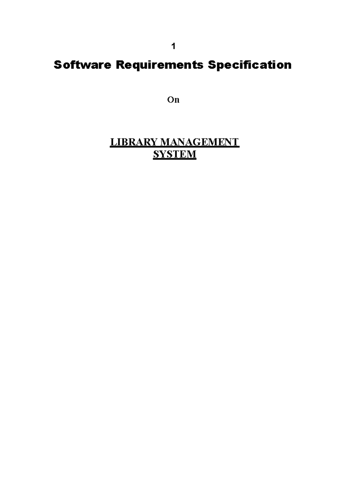 SRS - Software Requirement Specification document on Library Management ...