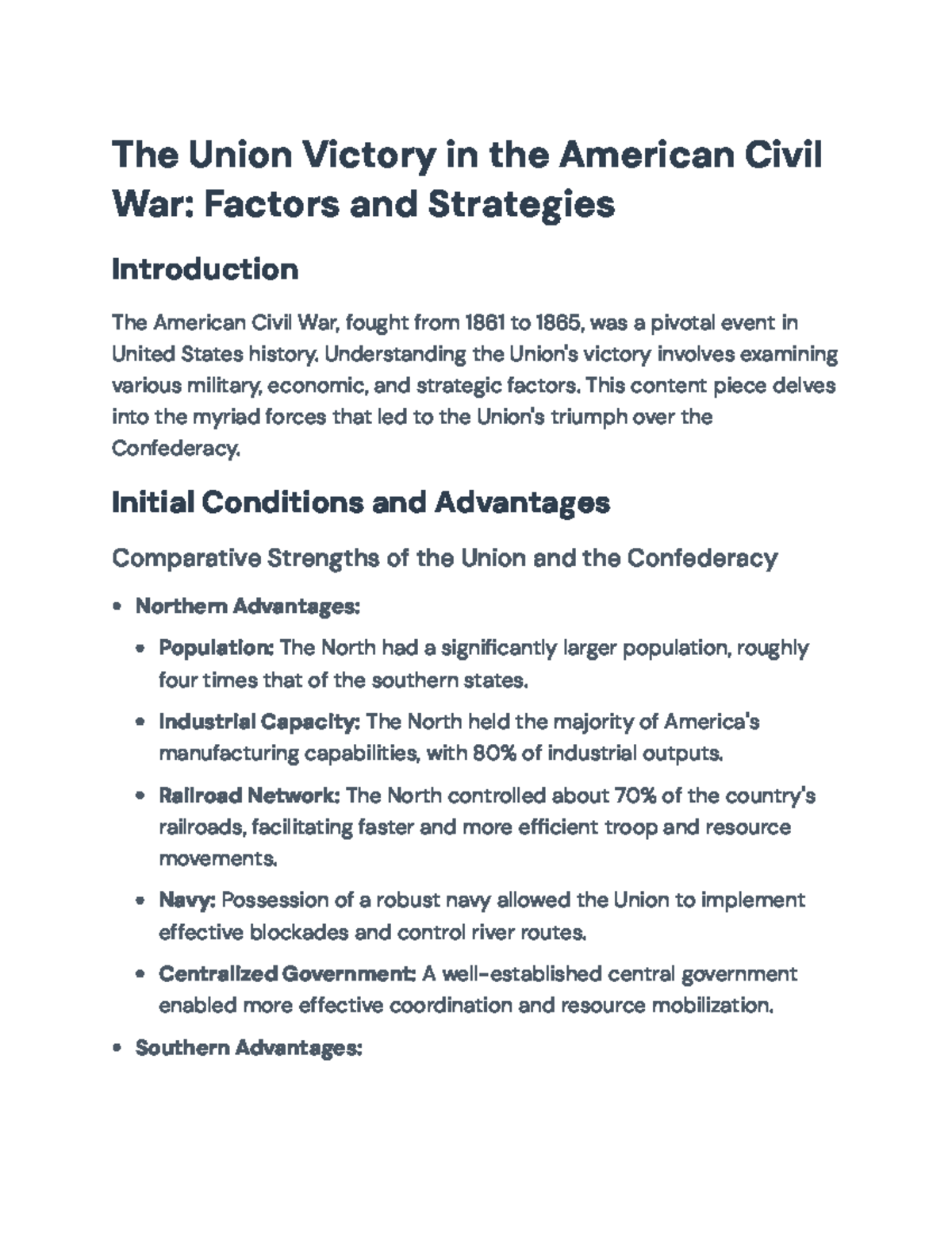 The Union Victory in the American Civil War: Factors & Strategies ...