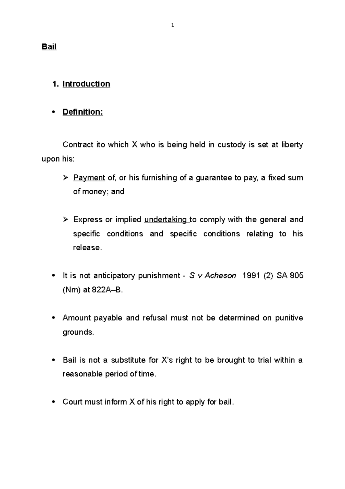 Bail - Lecture Notes 1: Key Concepts & Legal Framework Explained - Studocu