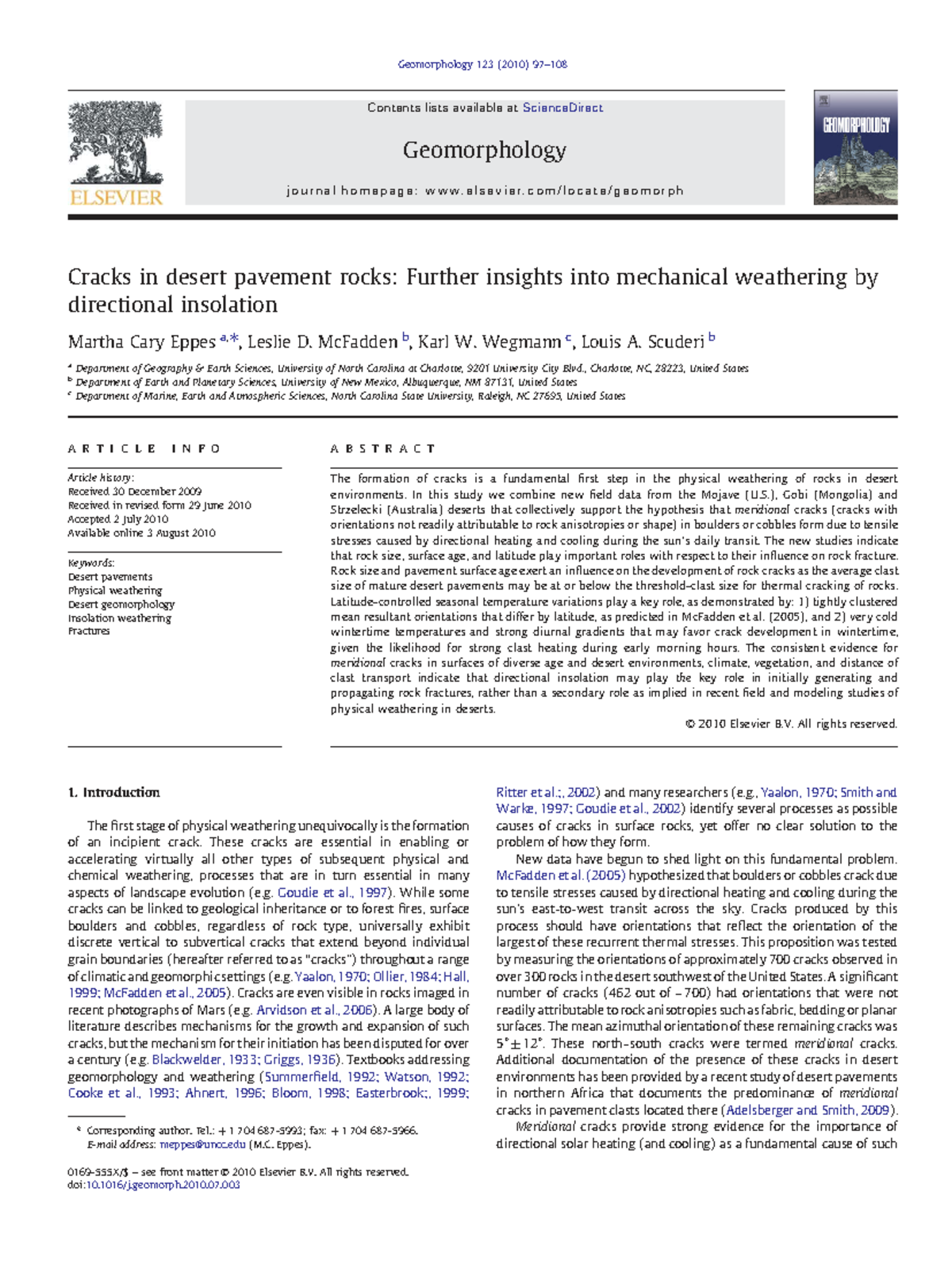 Cracks in Desert Pavement Rocks: Insights into Mechanical Weathering ...