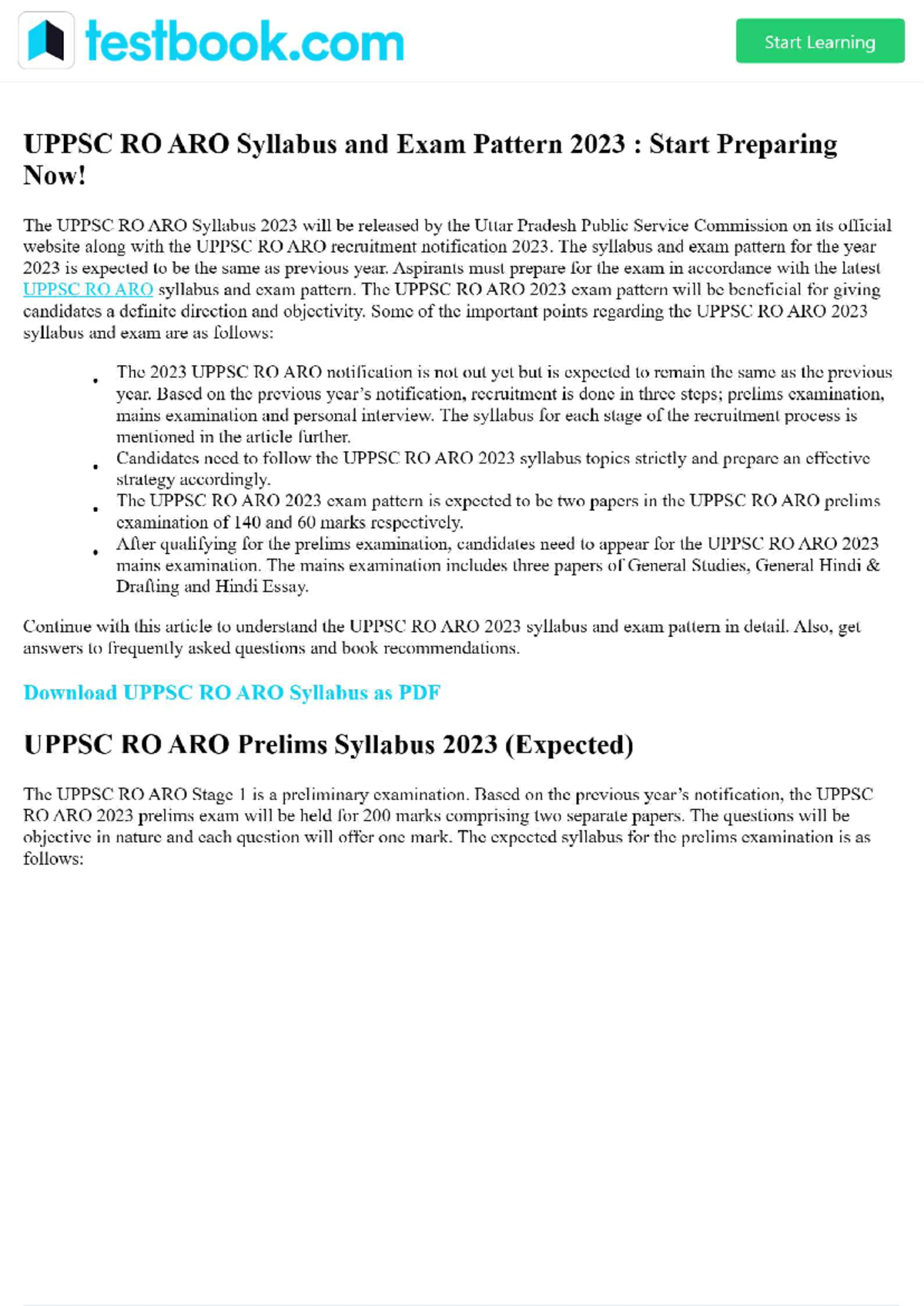 Uppsc RO ARO Syllabus and Exam Pattern 2023 Start Preparing Now ...