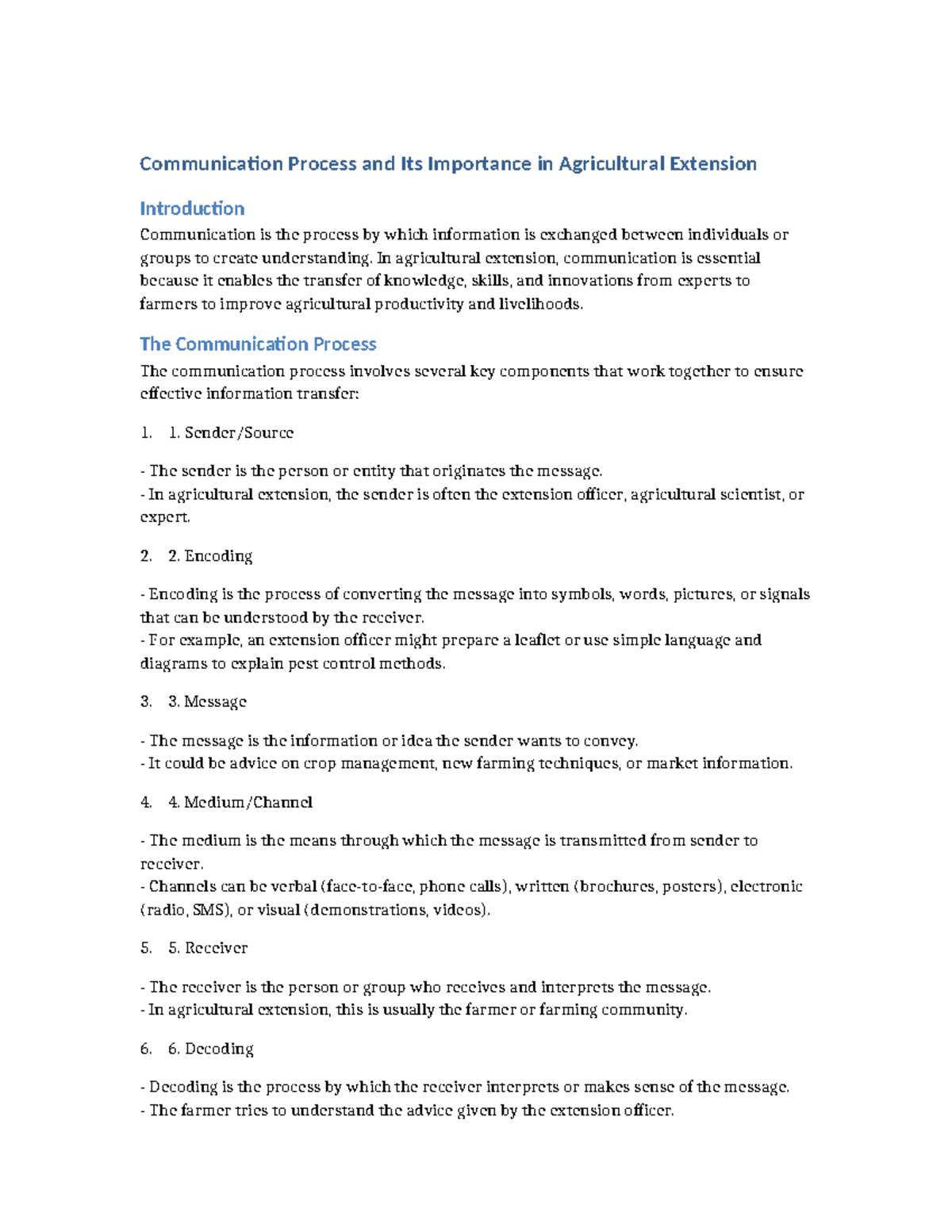 Communication Process in Agricultural Extension: Importance & Impact ...
