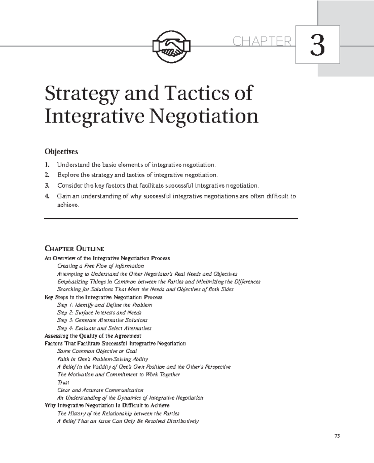 3.1. Chapter 3: Strategies for Successful Integrative Negotiation - Studocu