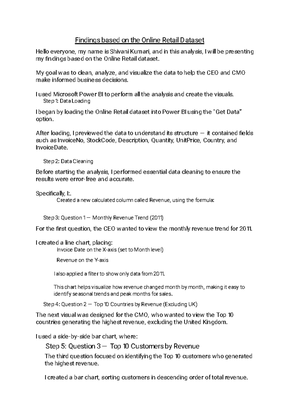 Task 4 - Analysis of Online Retail Dataset Findings - Studocu