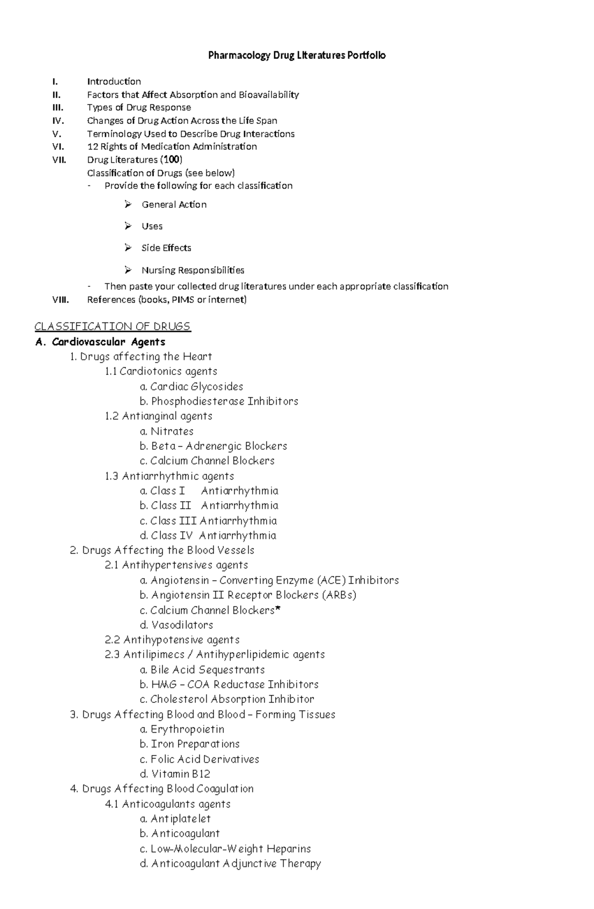 1 Pharmacology Drug Literatures Portfolio Format - Pharmacology Drug ...