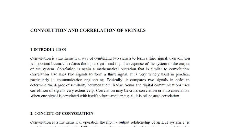 Convulution and correlation lecture notes - CONVOLUTION AND CORRELATION ...