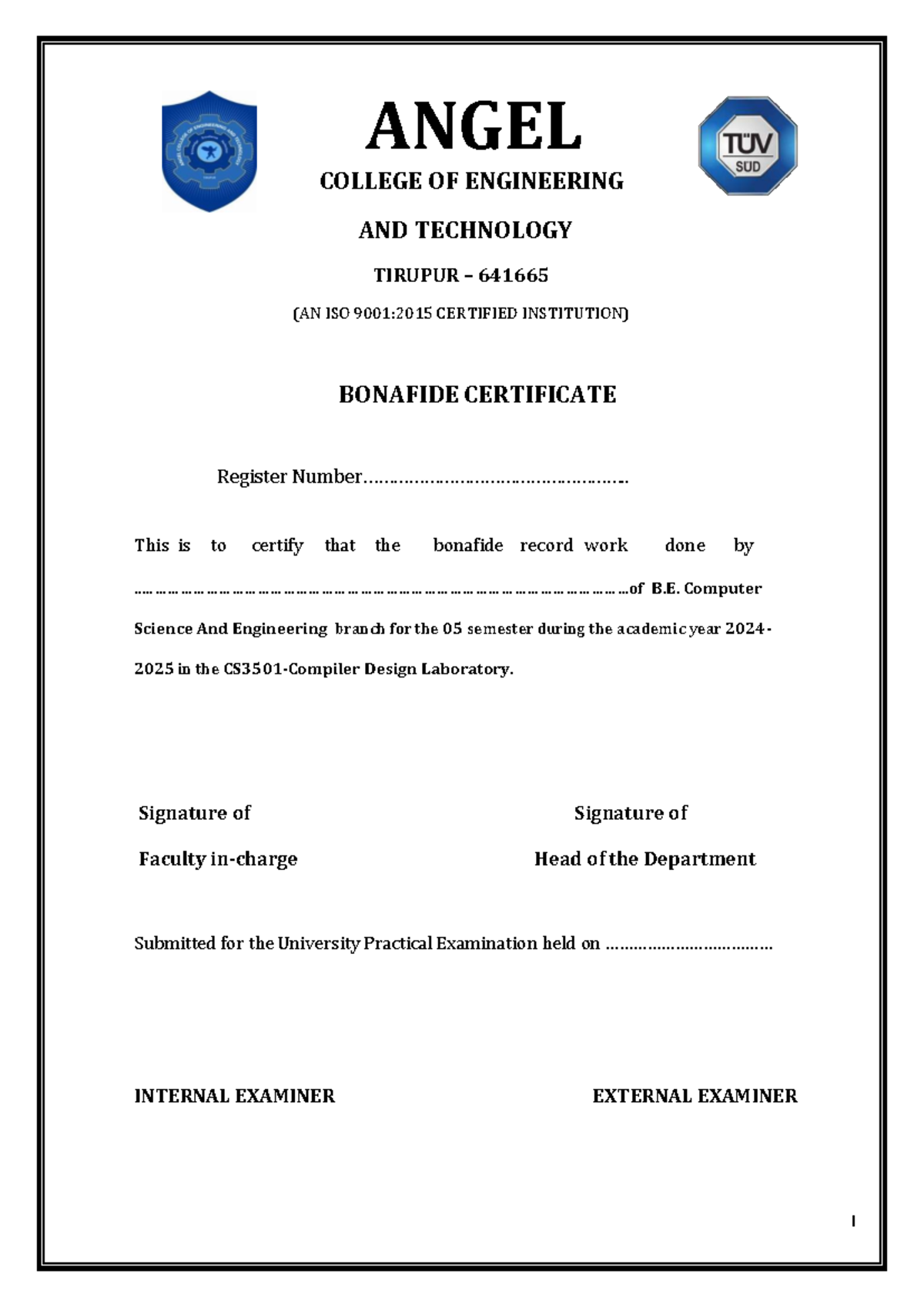 CS3501-CD Lab Manual: Lexical Analyzer & Control Structures - Studocu