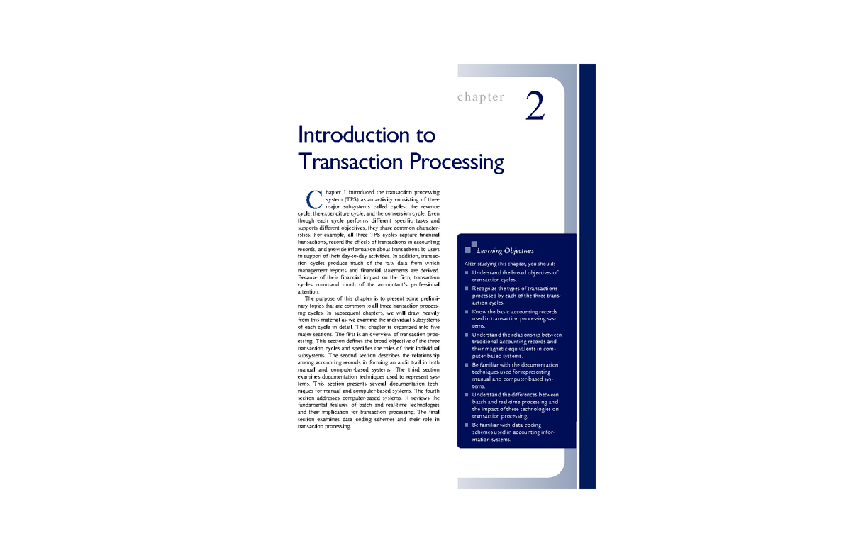 Chapter 2: Introduction to Transaction Processing (CIS 101) - Studocu