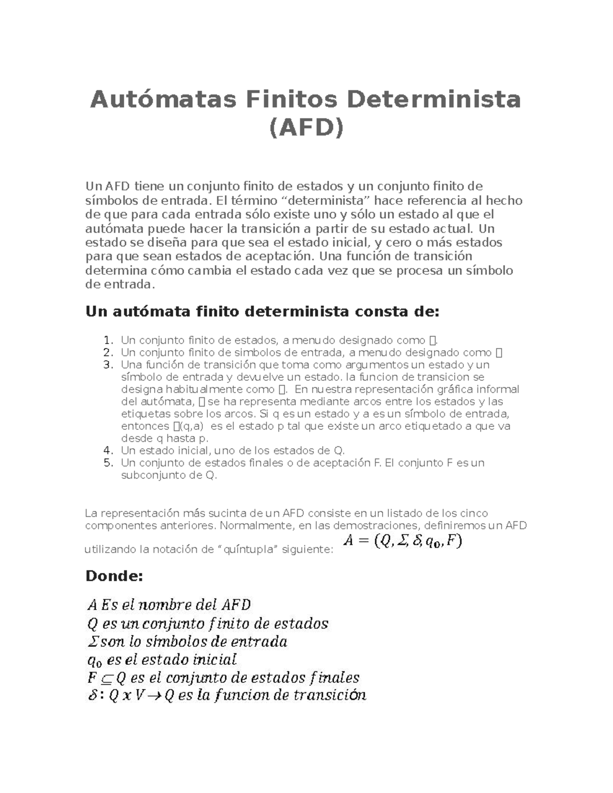 Títulos de Autómatas Finitos Deterministas (AFD): Conceptos Clave y Ejemplos - Studocu