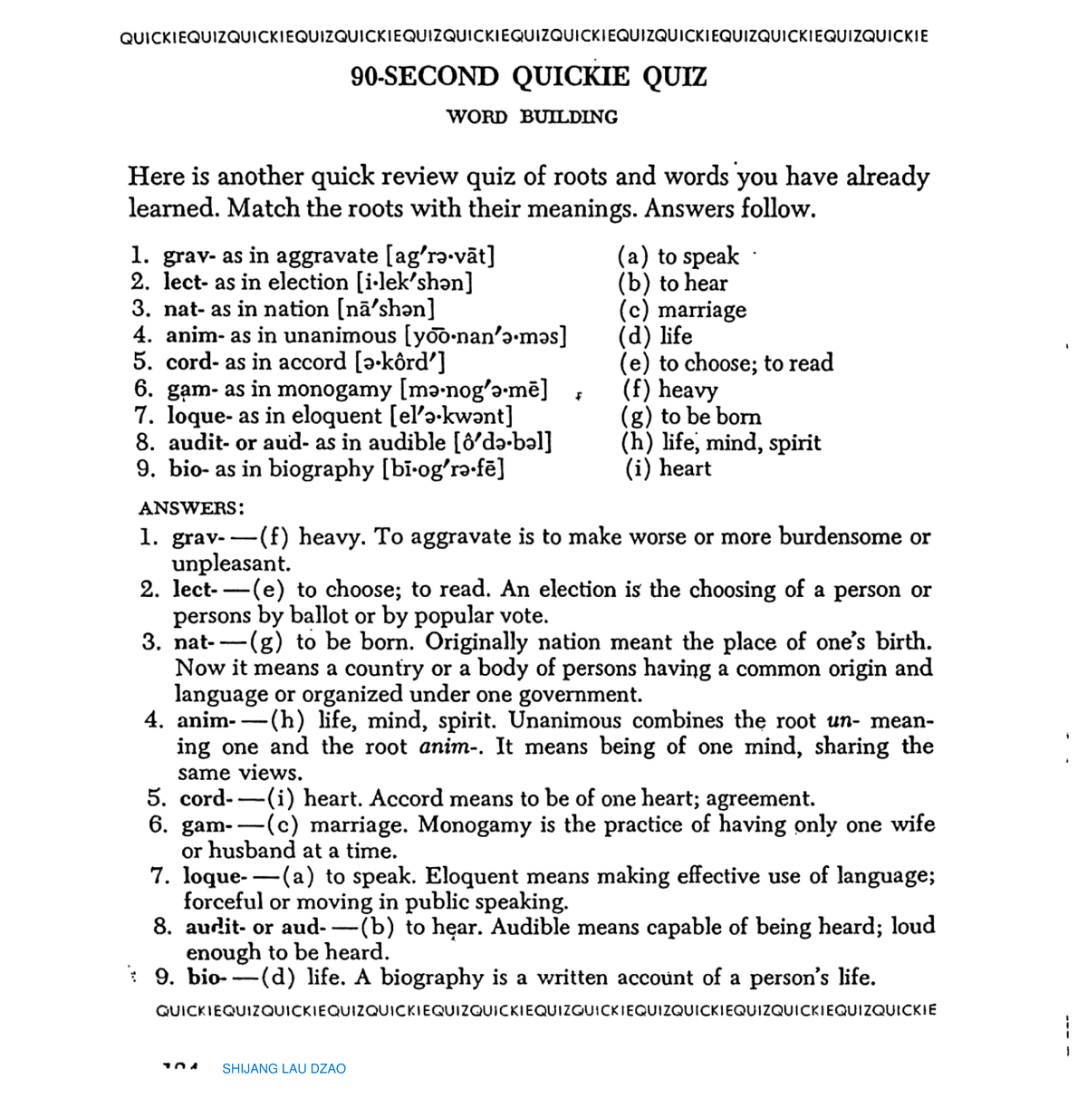 Quick QUIZ for English Language Learners - Studocu