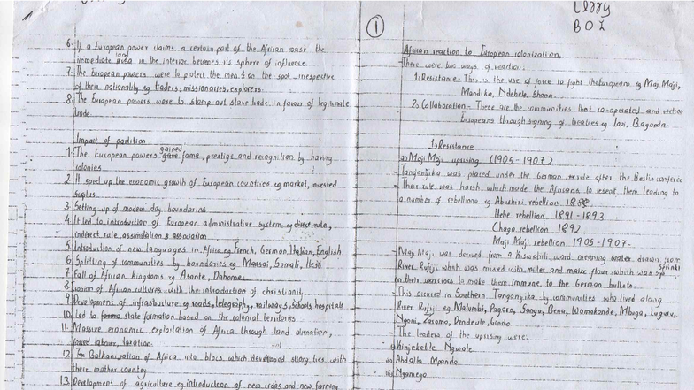 History Assignment: BOL 6 - African Resistance to European Colonization ...