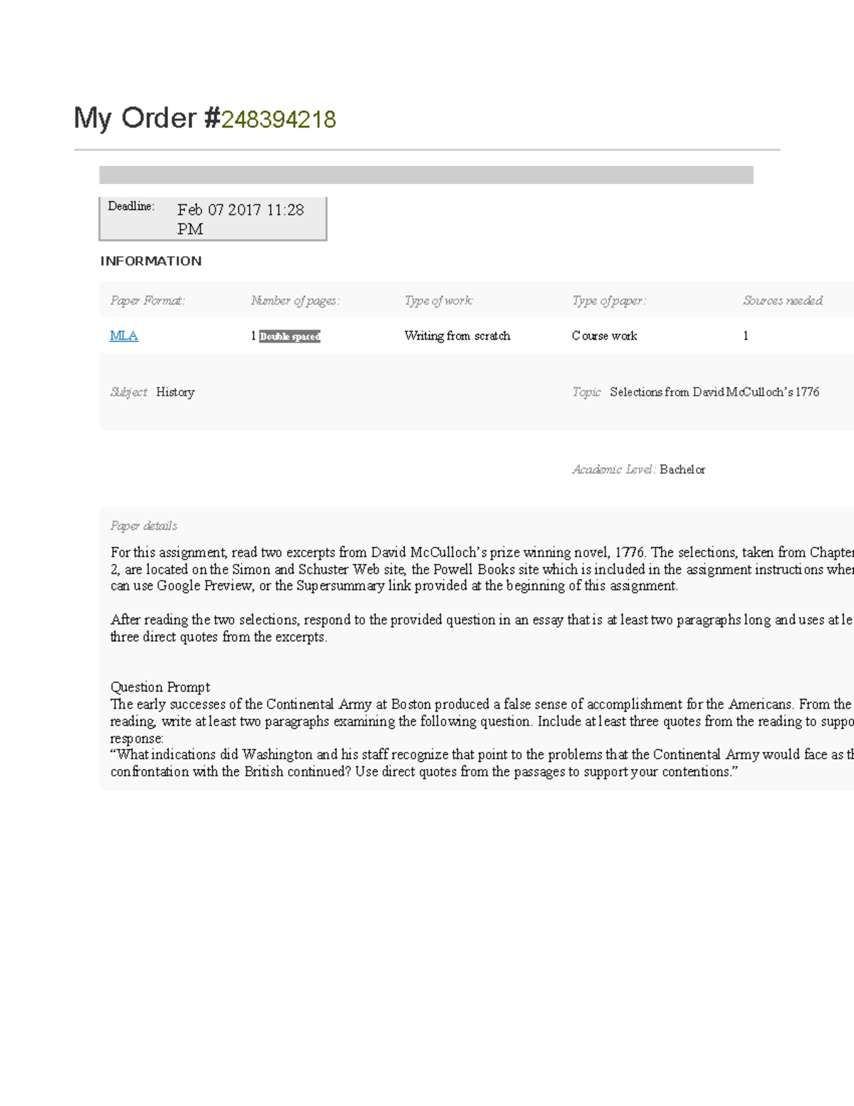 #248394218 - Best Grades Ever - My Order # 248394218 Deadline: Feb 07 ...