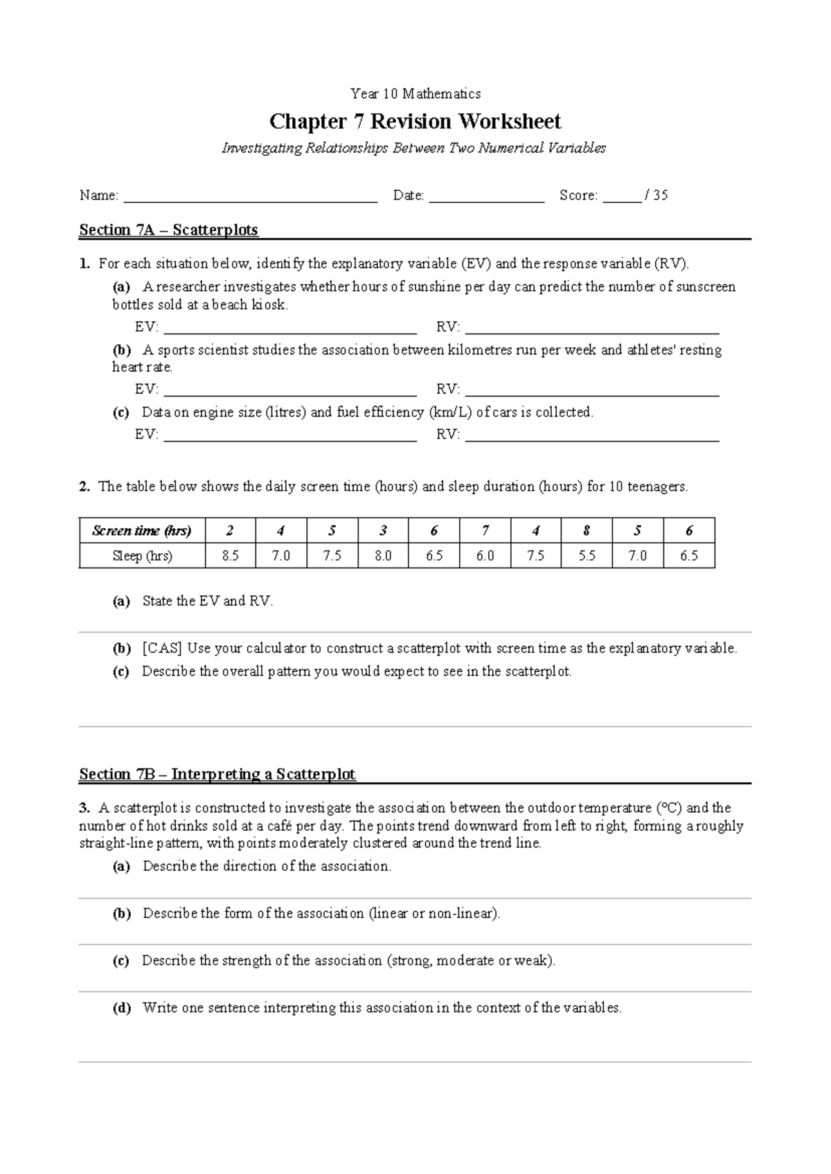 Year 10 Maths Ch7 Revision: Exploring Numerical Relationships - Studocu