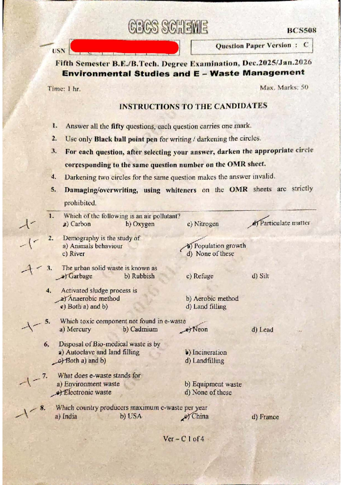 BCS508 - Environmental Studies & E-Waste Management Exam Paper - Studocu