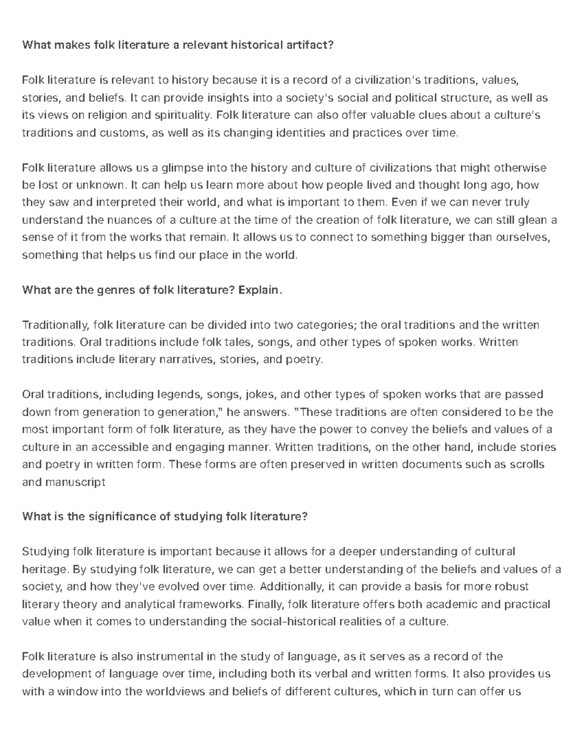 Mythology and Folklore - What makes folk literature a relevant ...
