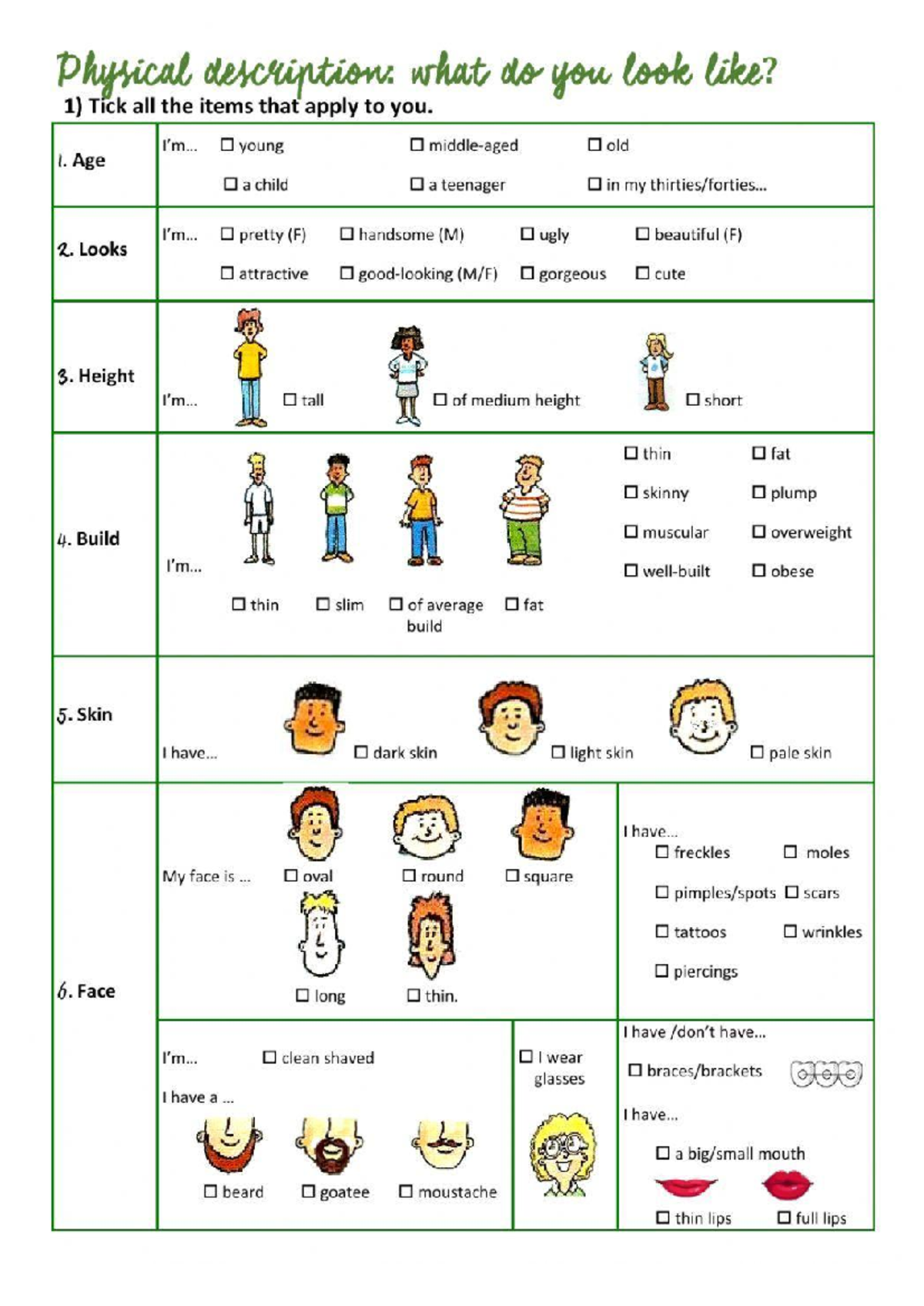 Describing Appearance: Physical Description Exercises (Ćwiczenia) - Studocu
