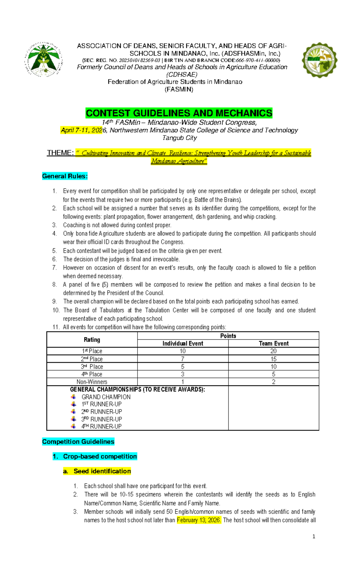 14th FASMin Student Congress 2026: Contest Guidelines & Mechanics - Studocu