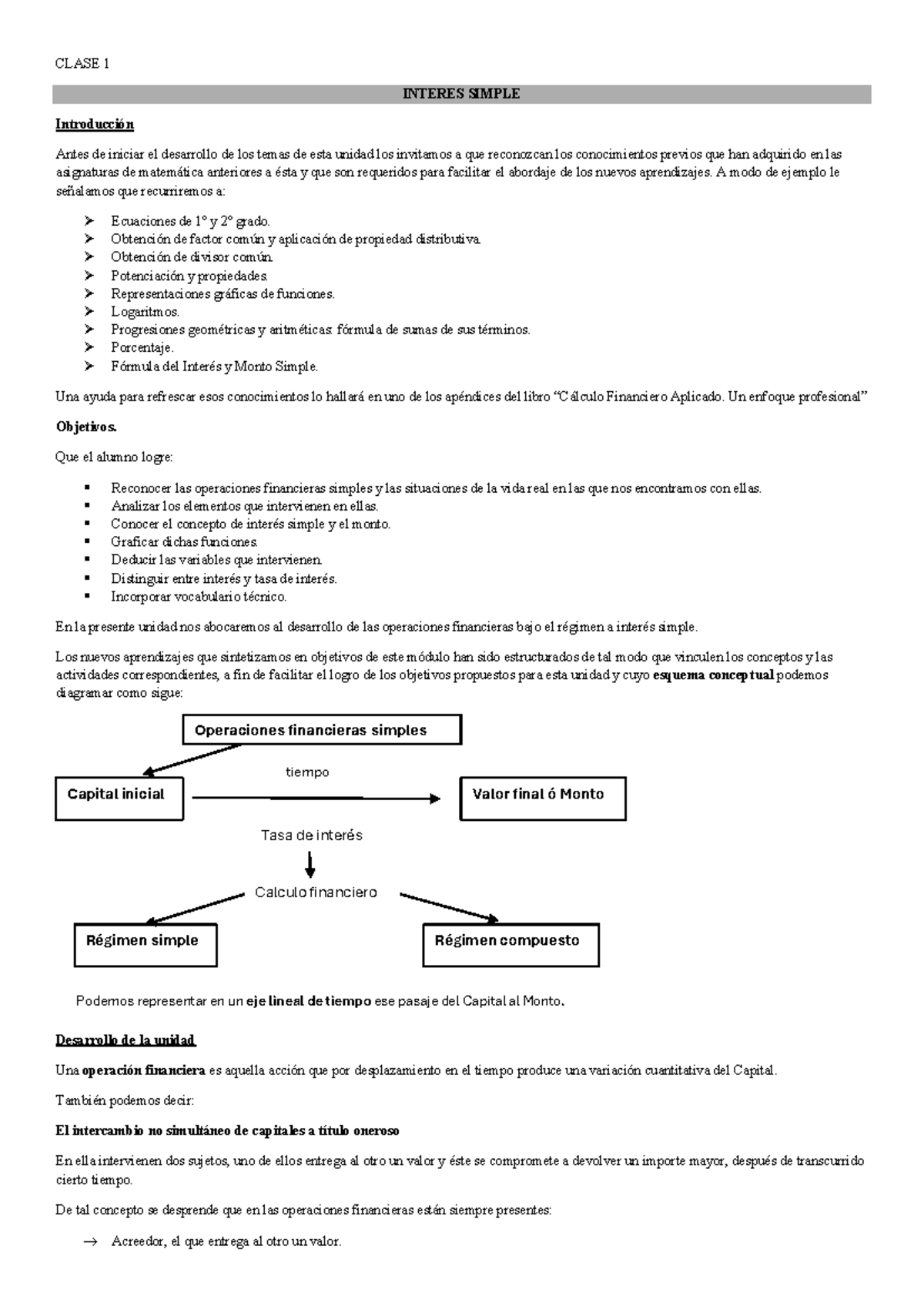CLASE 1: INTERÉS SIMPLE Y SU APLICACIÓN EN FINANZAS - Studocu