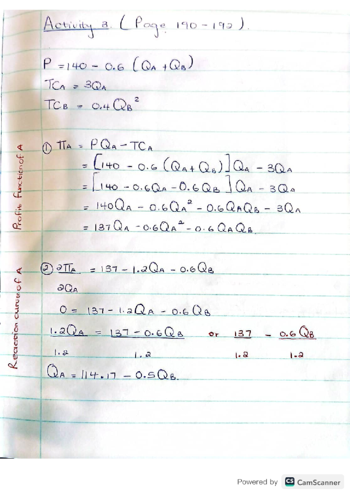 Worksheet 8 Eco 2B - Tutorial on Profit Functions and Market ...