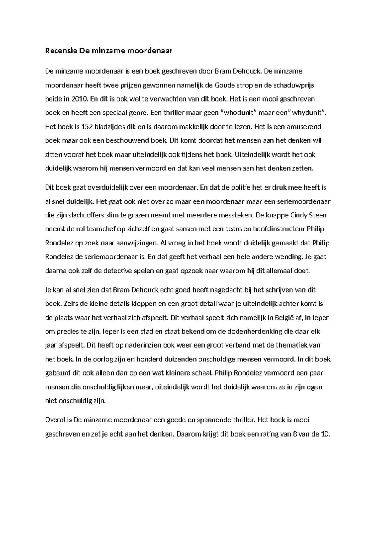 Recensie: De minzame moordenaar van Bram Dehouck - Een Thriller ...