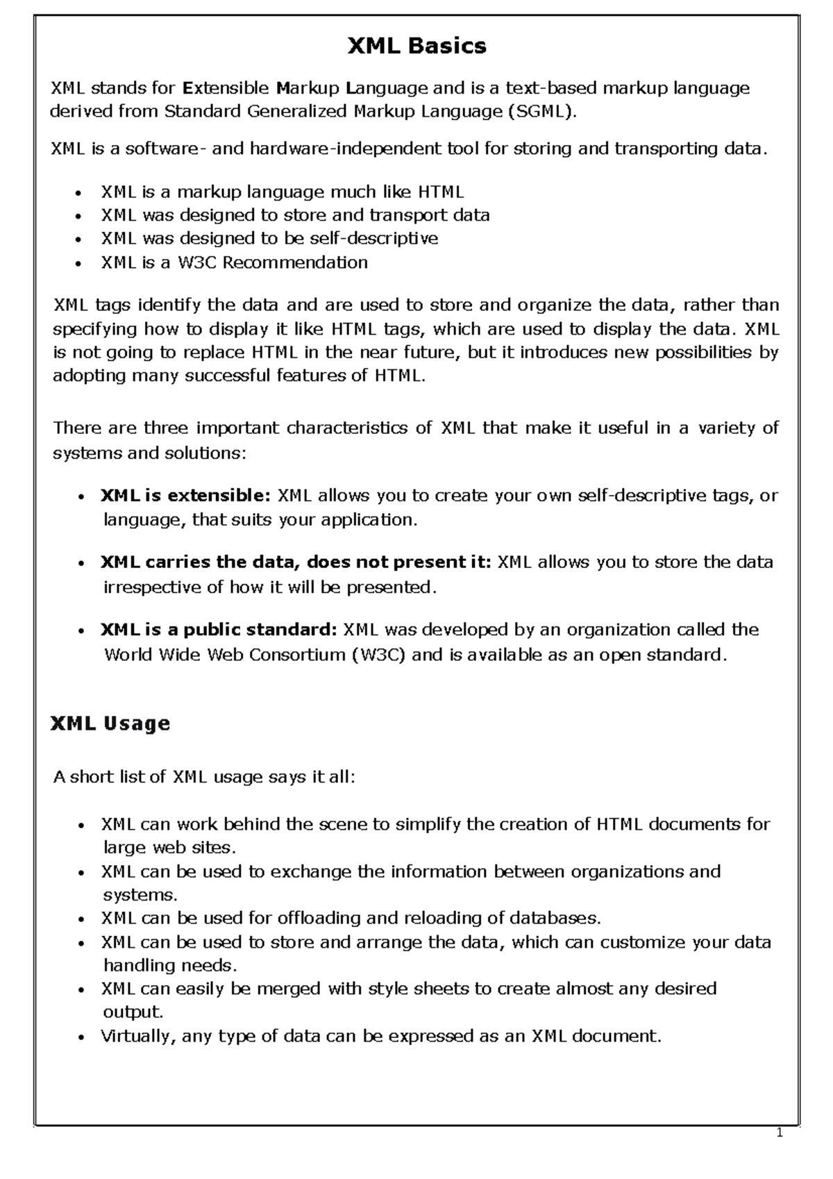 XML Basics - Web Technology BCA 3, BSc CSIT Study Notes - Studocu