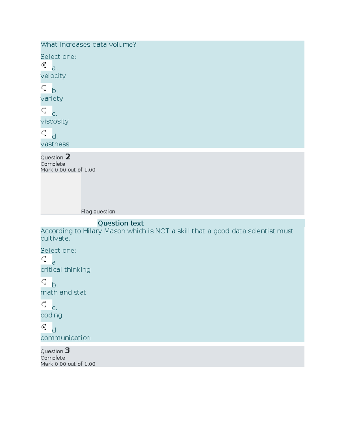 Data Volume Factors & Data Science Skills - Review Questions for DS101 - Studocu