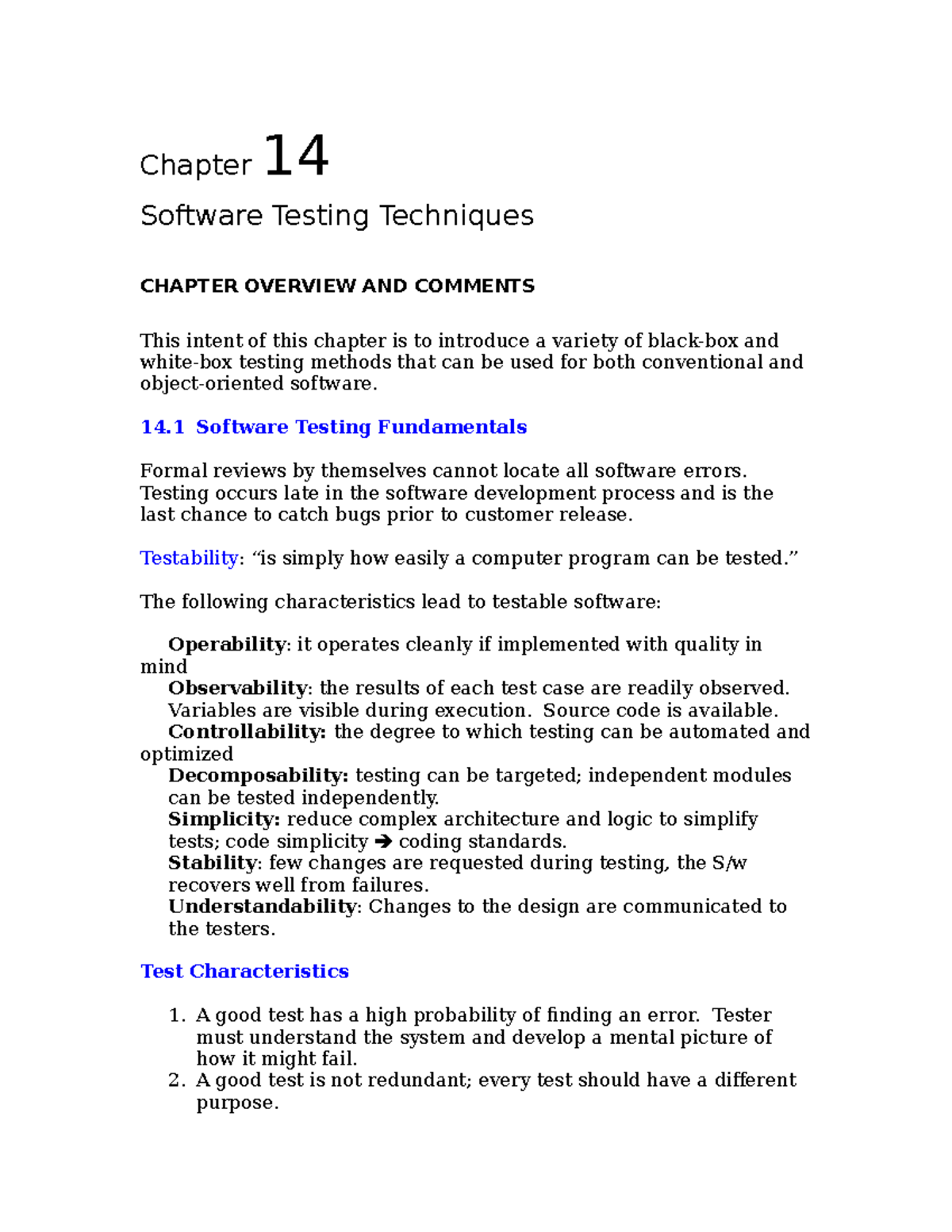 Ch14 Software Testing Techniques - Chapter 14 Software Testing ...