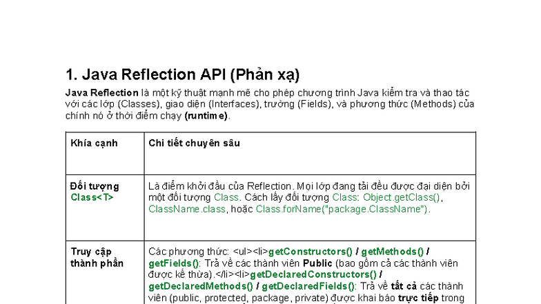 Java Reflection API & JDBC: Nâng cao Kiến thức Lập Trình Java - Studocu