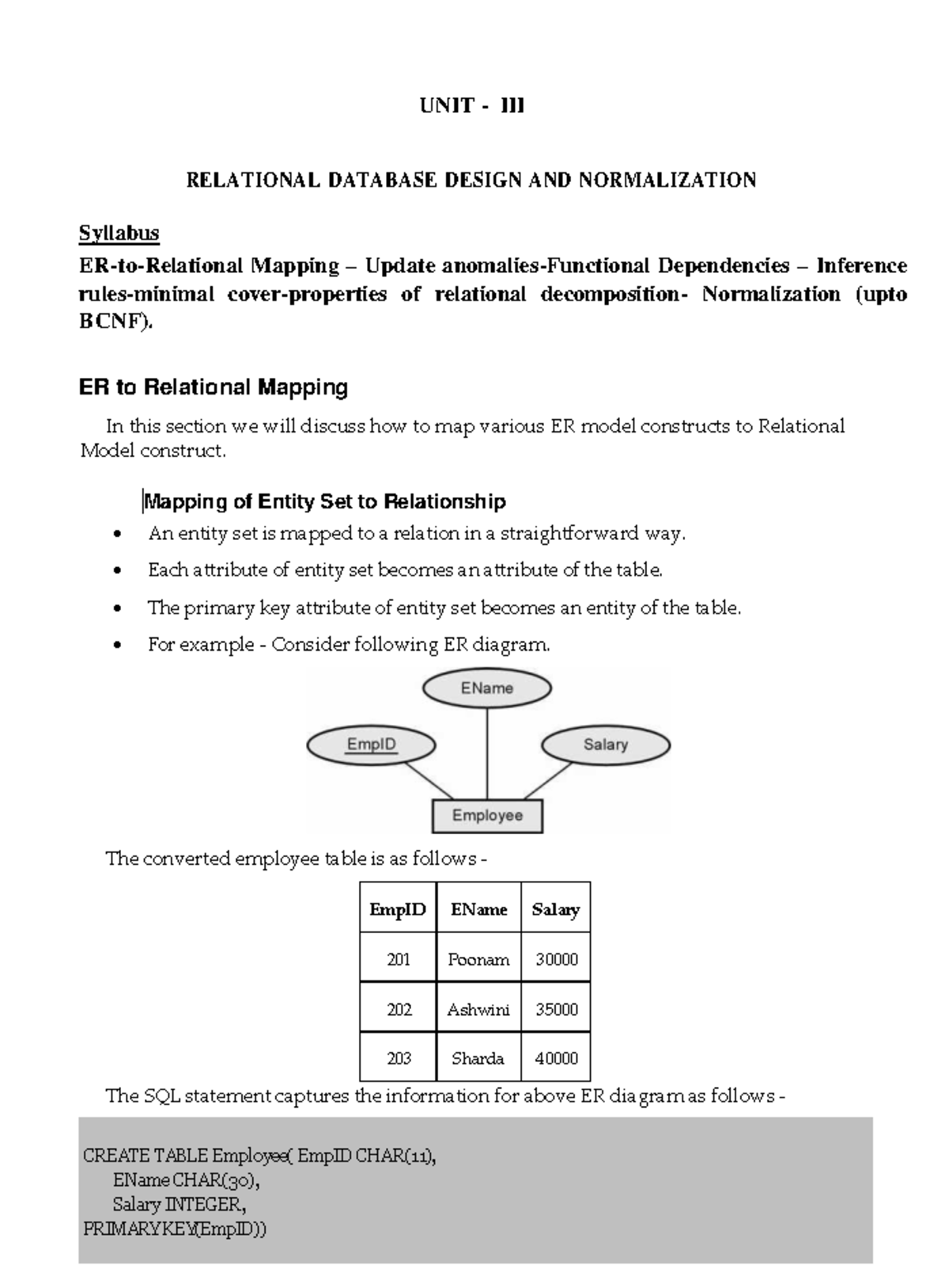 DDM-UNIT3: Relational Database Design & Normalization Notes - Studocu