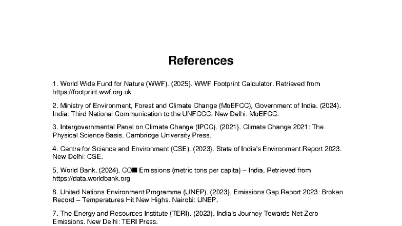 Carbon Footprint Practical References for Environmental Studies - Studocu