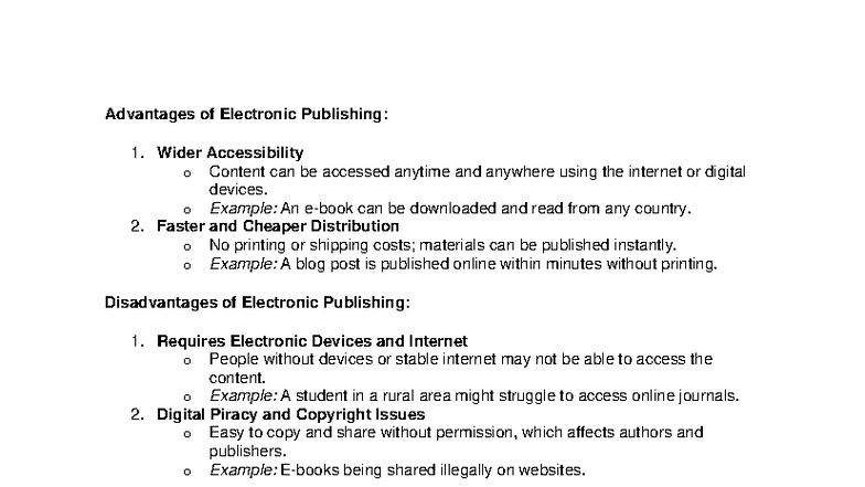 Advantages & Disadvantages of Electronic Publishing: A Study Guide ...