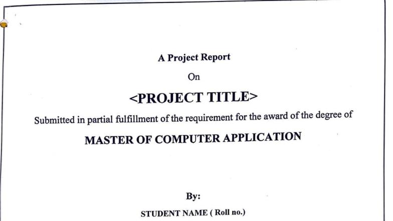 Minor Project Report Format for DCA - MCA Degree Requirements - Studocu