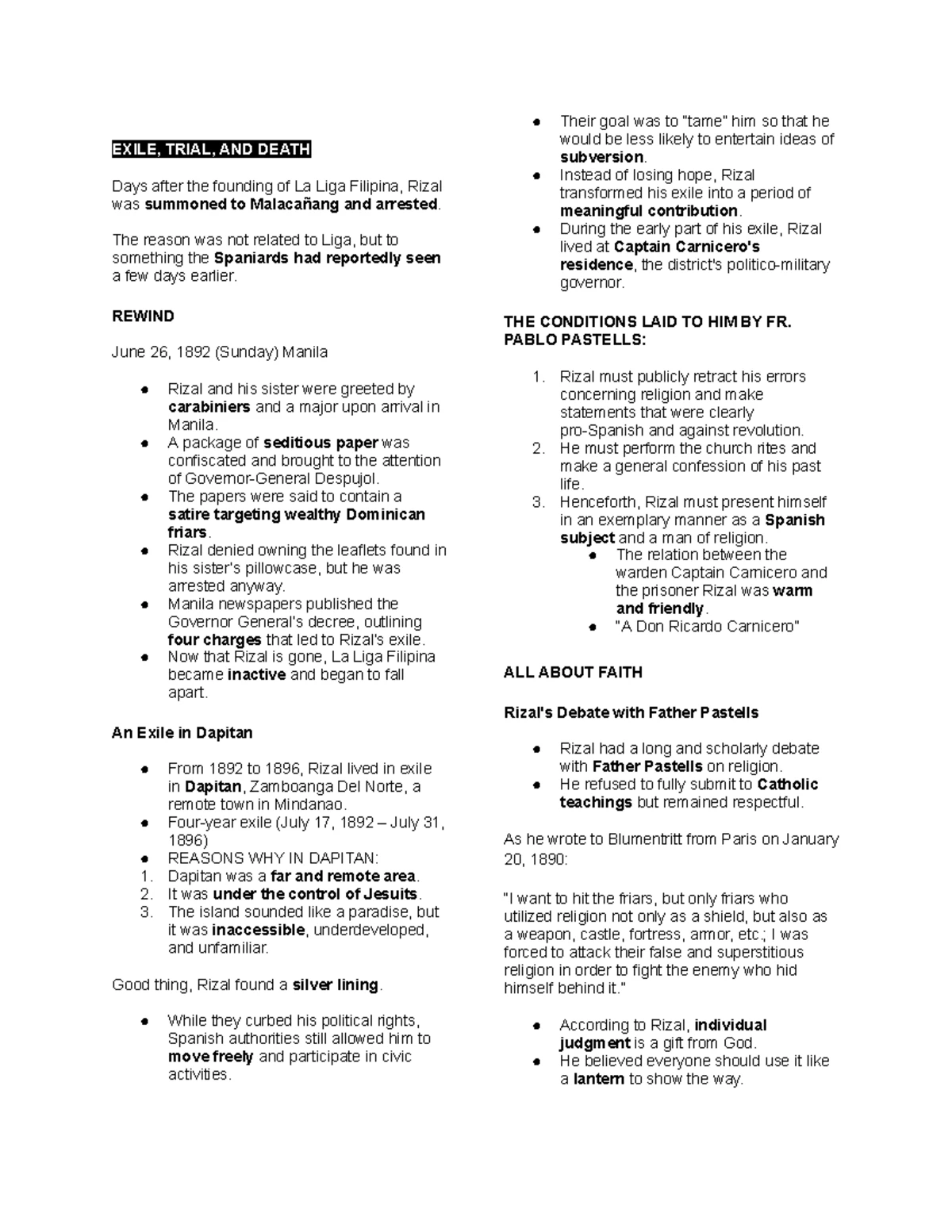 Life and Works of Jose Rizal: Comprehensive 1st Sem Reviewer - Studocu