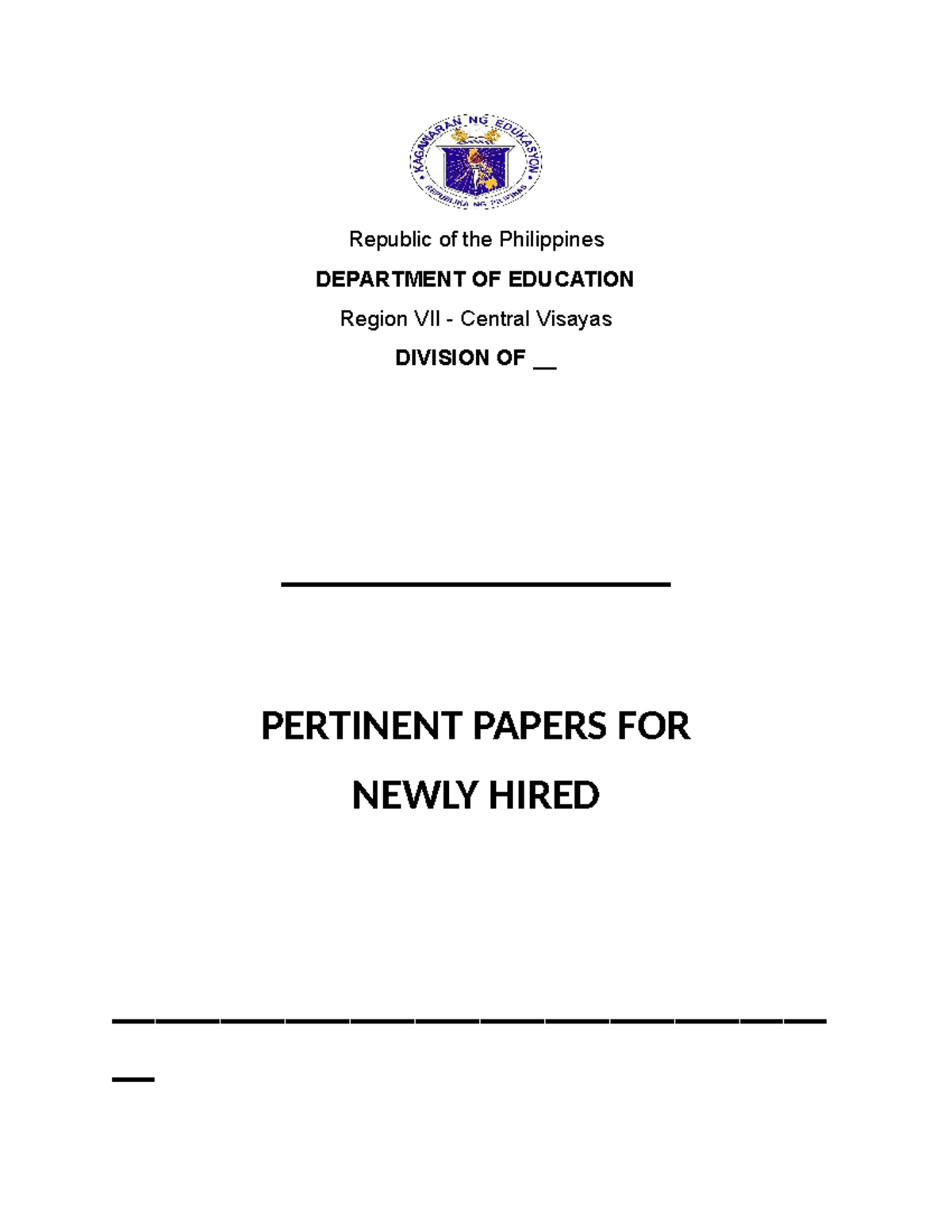 Cover PAGE- Deped - sample files - Bachelor of Science in Secondary ...