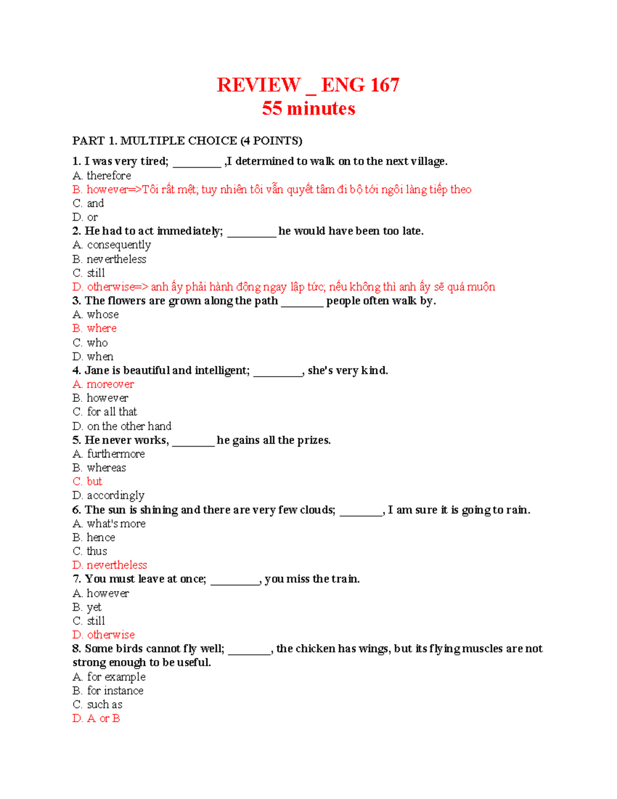 Review ENG 167 2023F ( NEW Format) - REVIEW _ ENG 167 55 minutes PART 1 ...