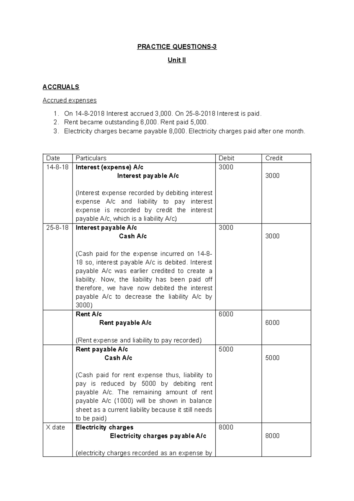 Accruals and Deferrals Practice Questions for ACC 102 - Studocu