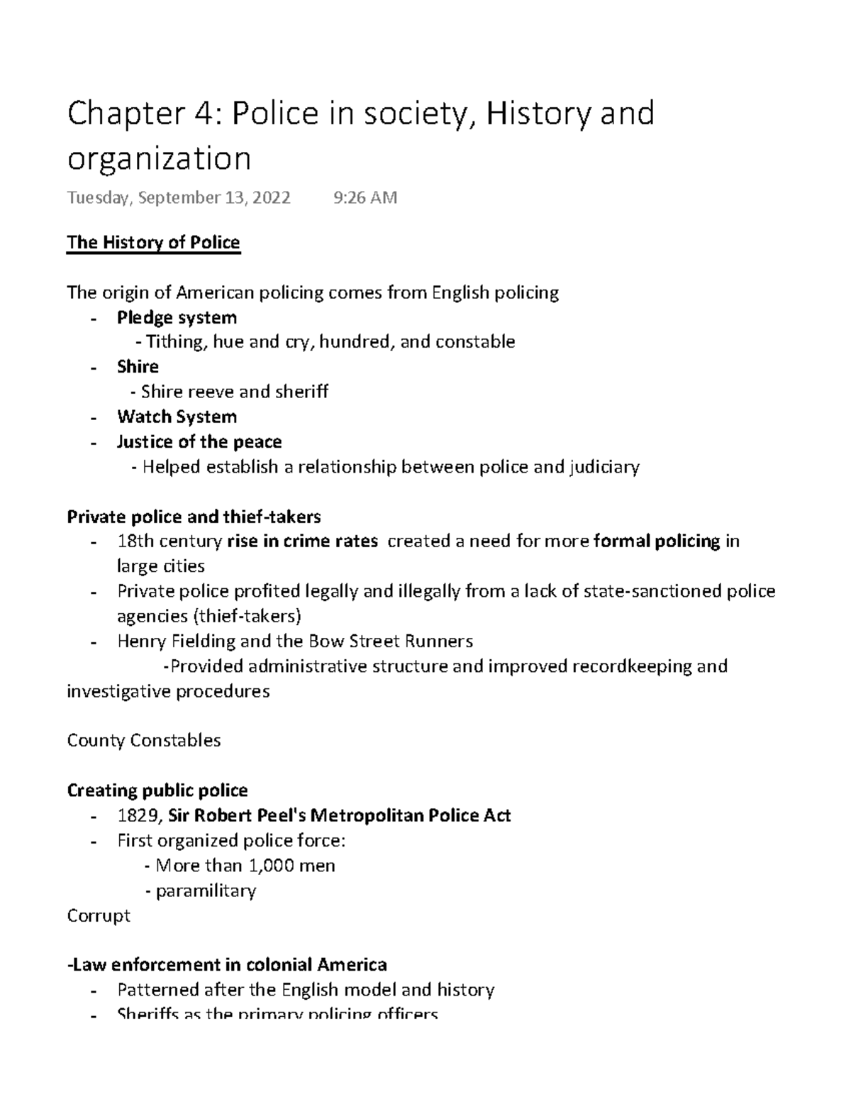 Chapter 4: History & Organization of Police in Society - Studocu