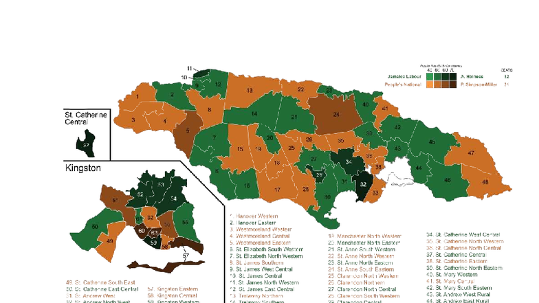 Jamaica Electoral Map: Constituencies & Popular Vote Analysis - Studocu
