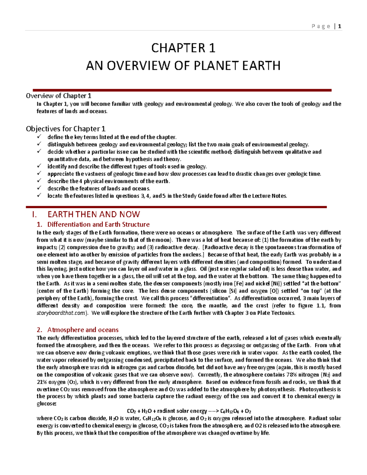 Introduction to Environmental Geology (GEOL 101): Chapter 1 Overview ...