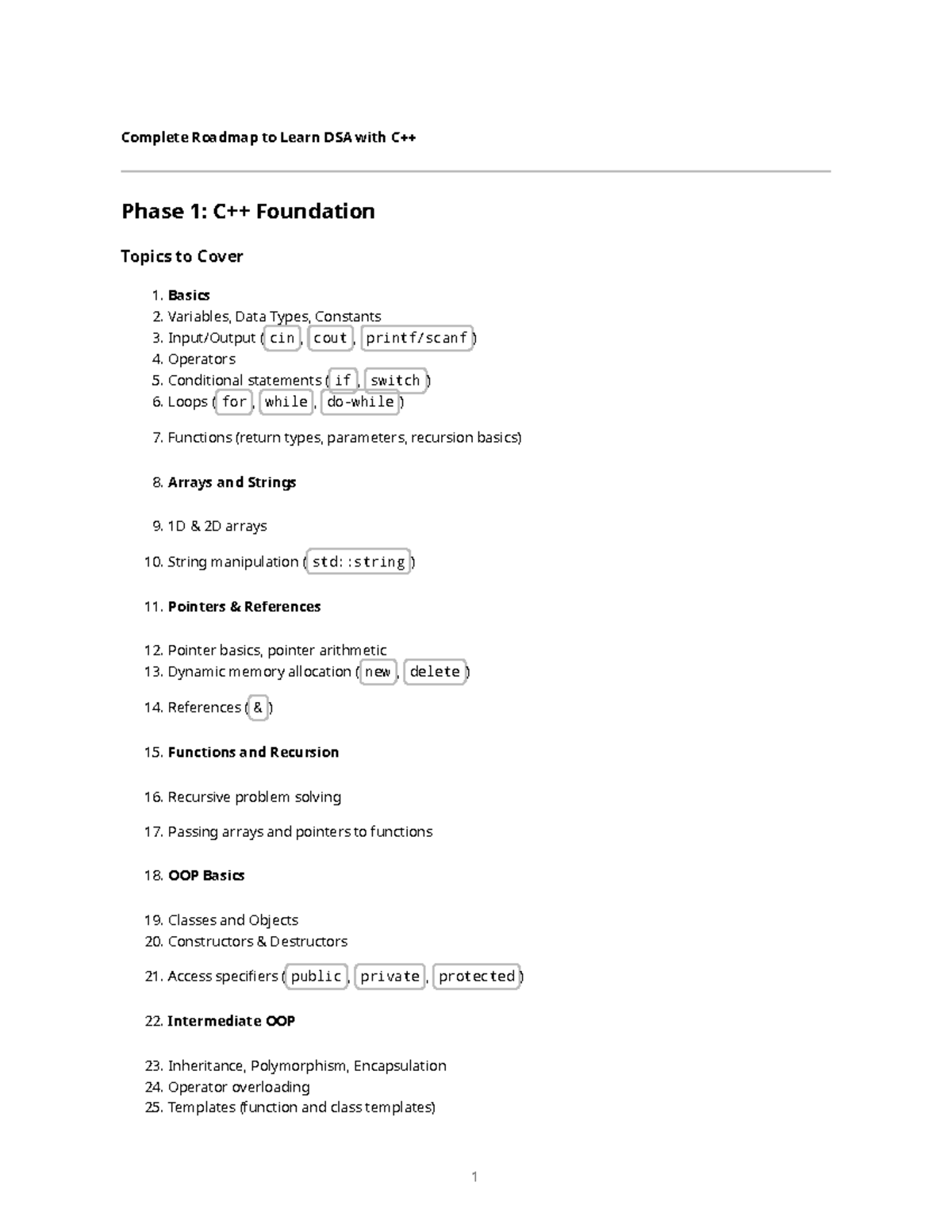 DSA C++ Roadmap: Comprehensive Guide to Foundation & Advanced Topics ...