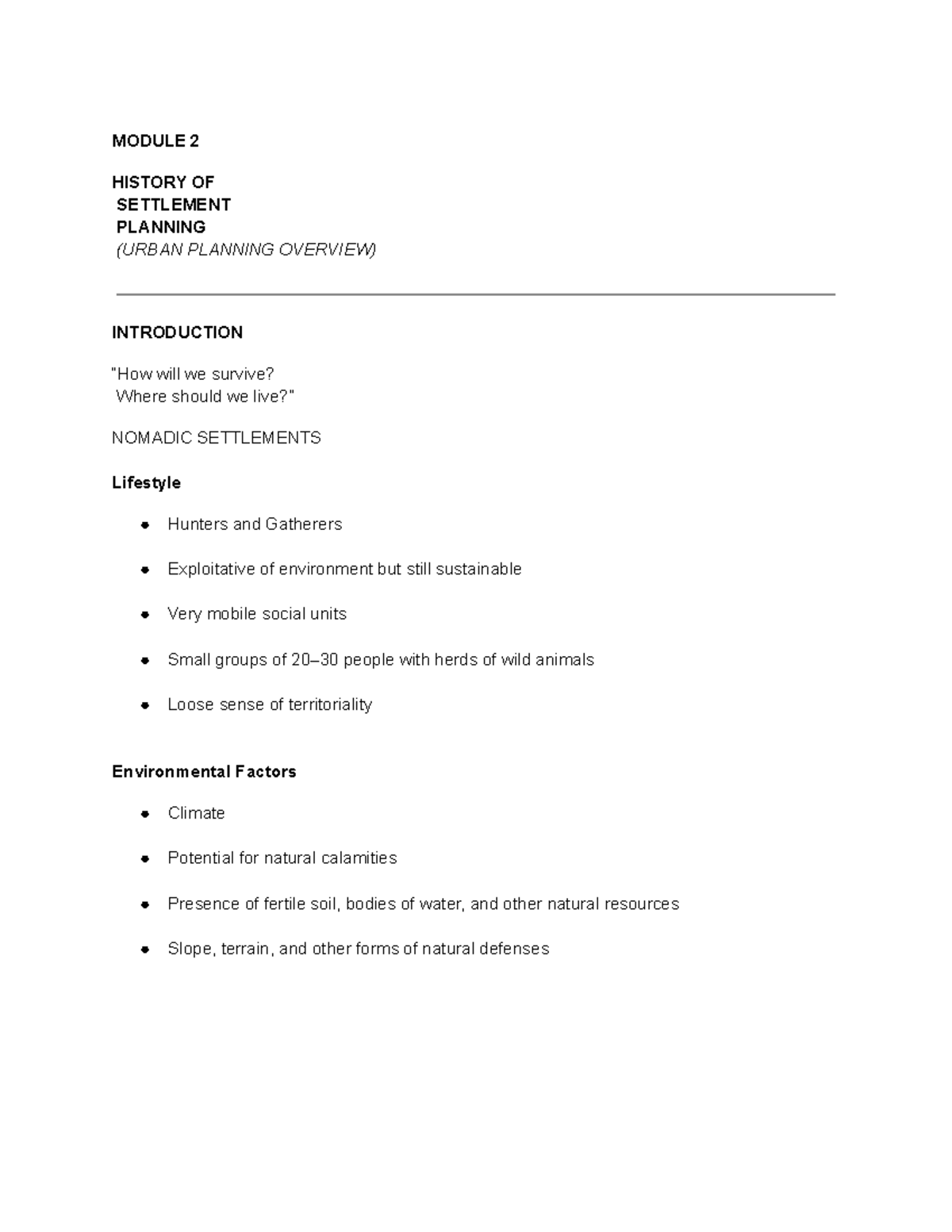 MODULE 2: HISTORY OF URBAN PLANNING OVERVIEW - Studocu