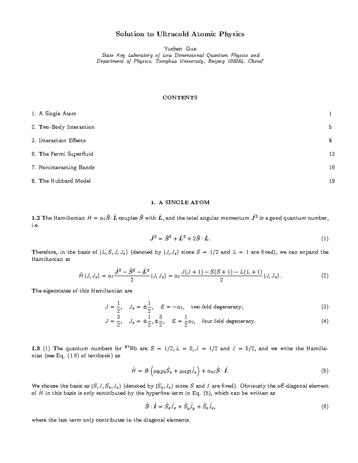 Homework - Solutions for Ultracold Atomic Physics (PHYS 601) - Studocu