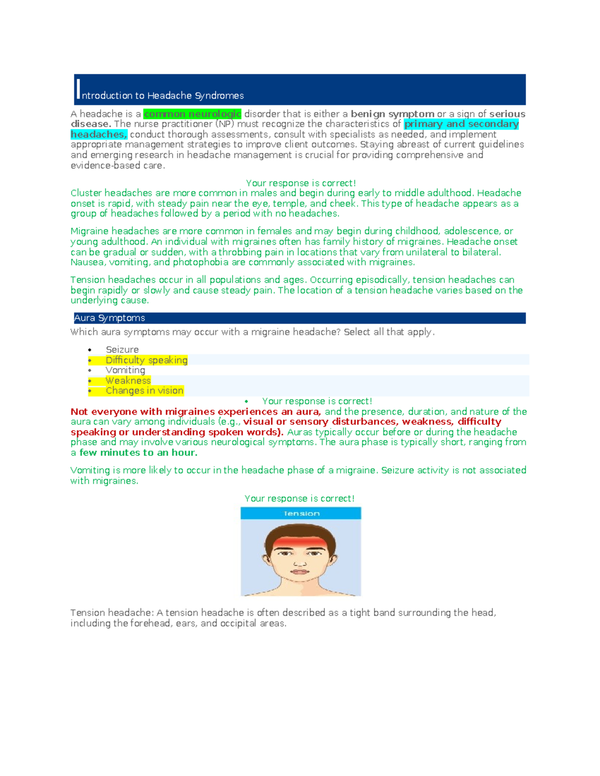 Headache Syndromes Overview: Types, Diagnosis, and Management - Studocu