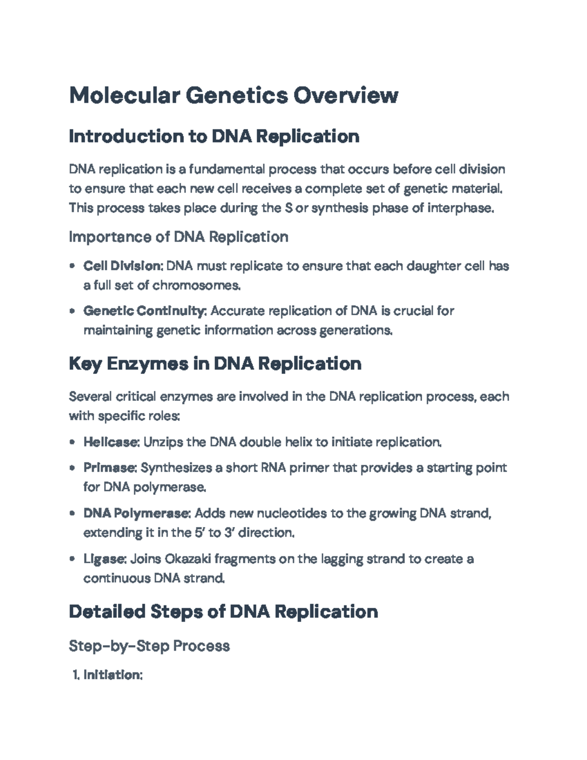 DNA Replication Overview: Key Enzymes and Process Steps - Molecular ...