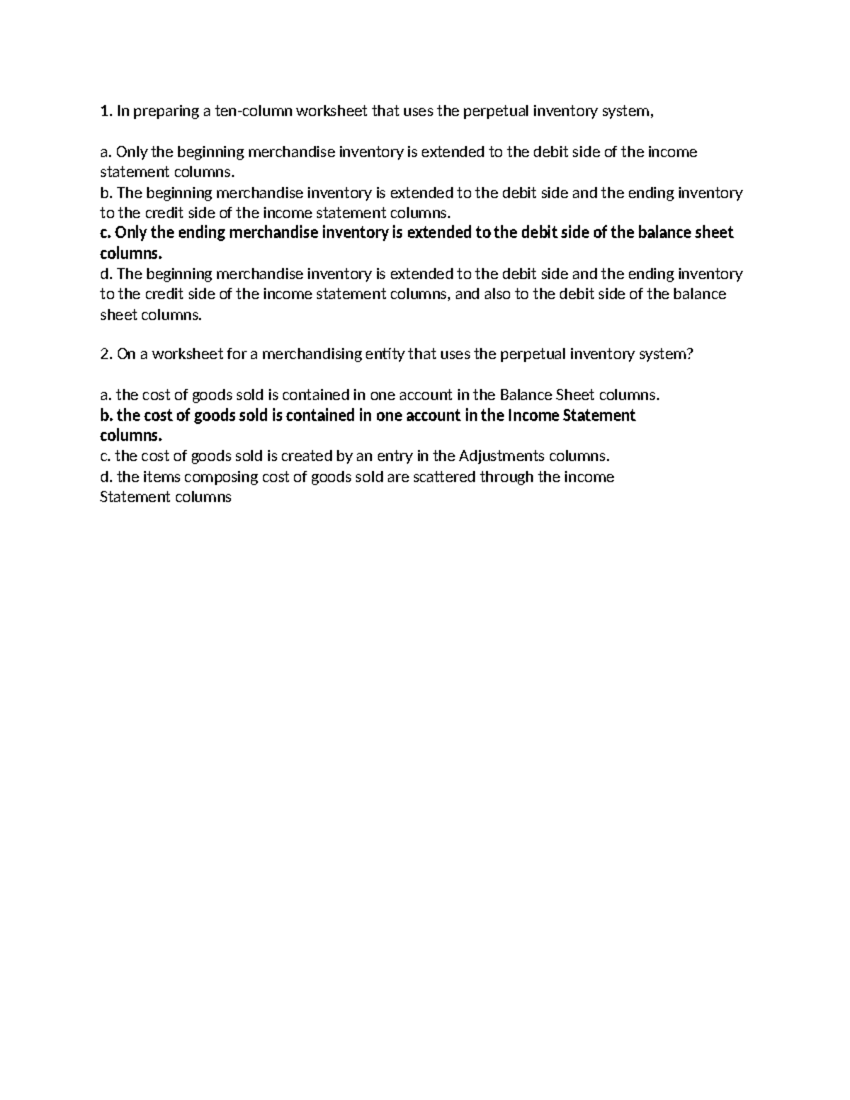 Merchandising Worksheet Preparation - FAR - Studocu