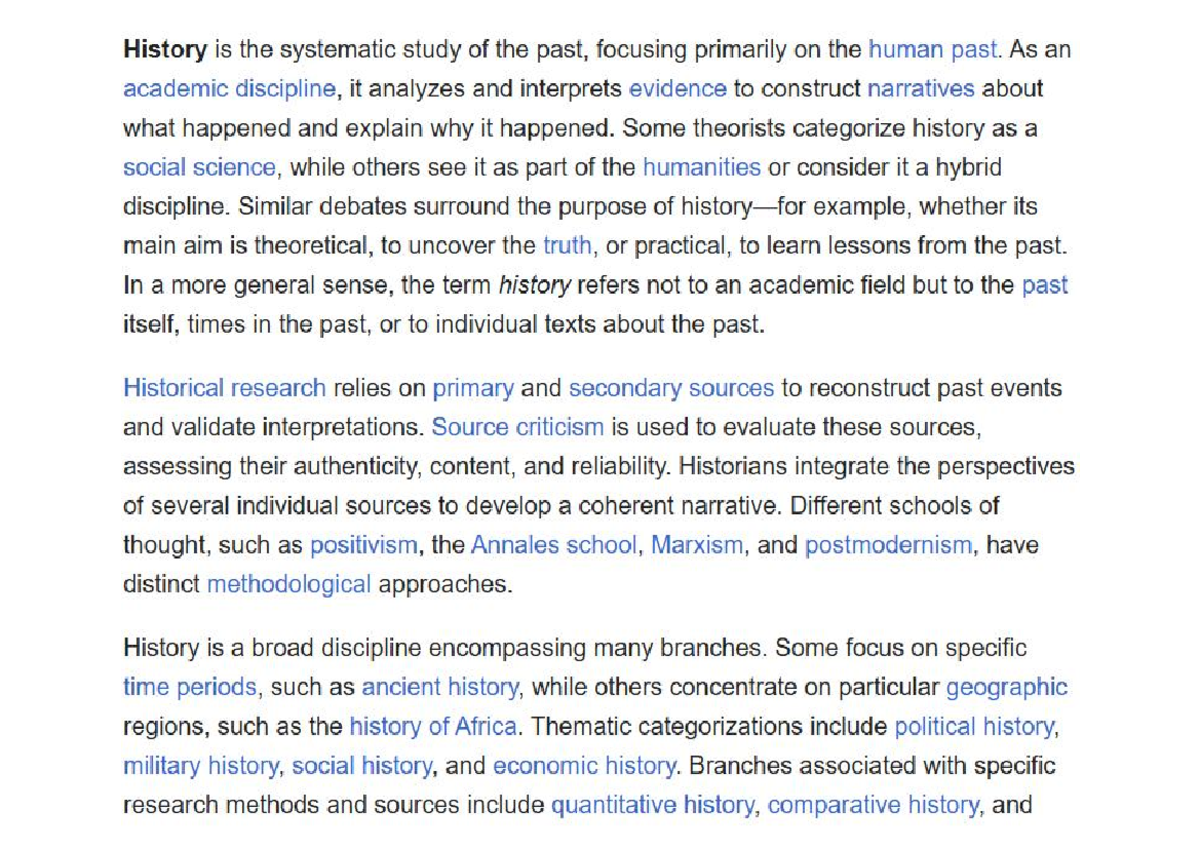 History 101: Understanding the systematic study of the past - Studocu