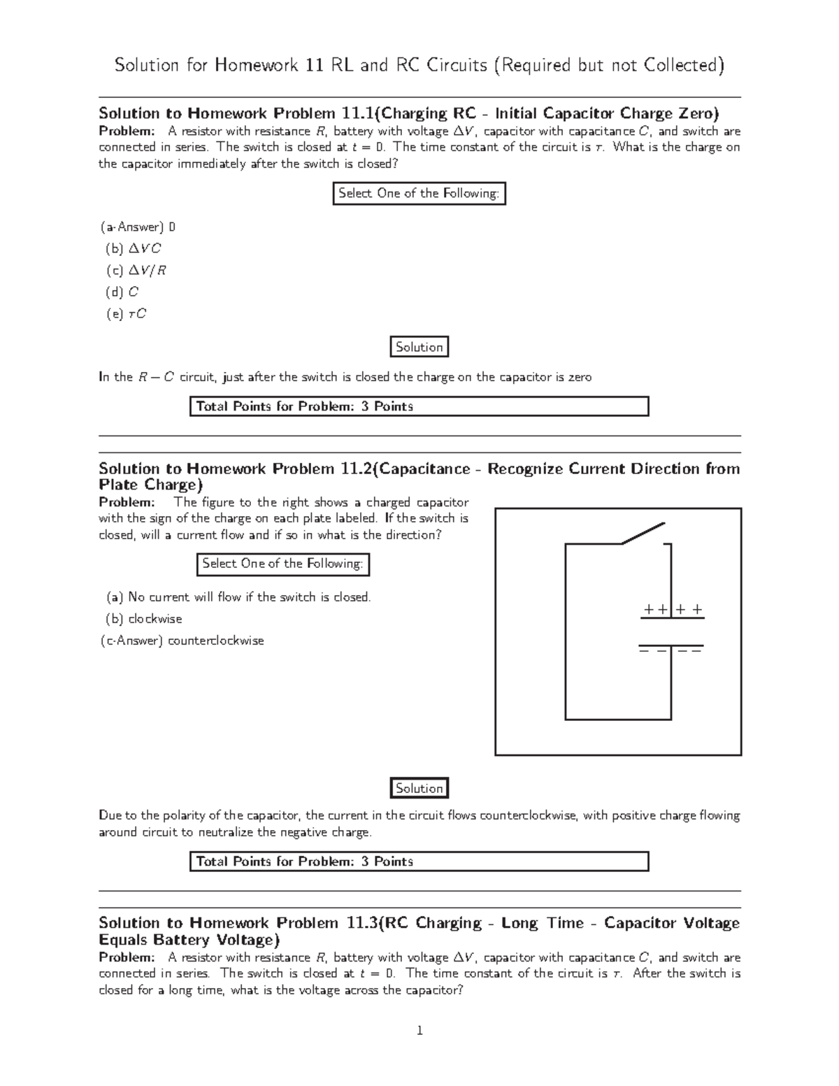 Homework-11-solution - Solution for Homework 11 RL and RC Circuits ...