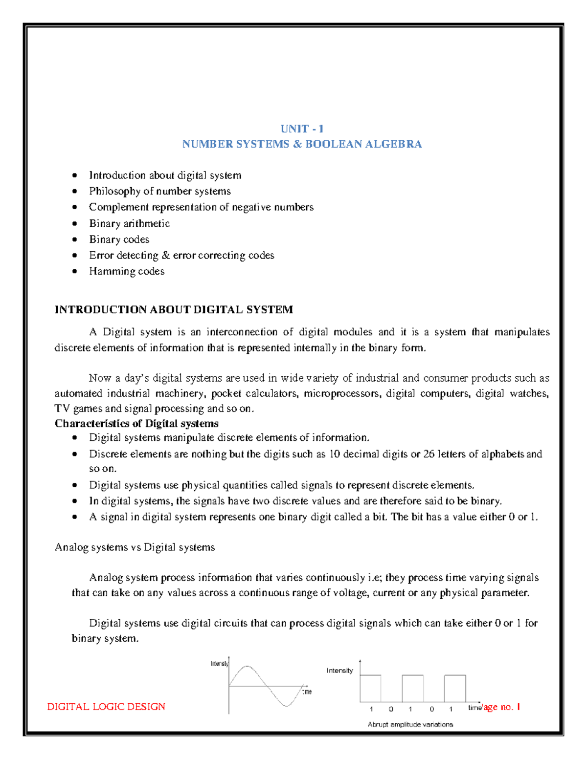Digital System Design Notes - Number Systems & Boolean Algebra - Studocu